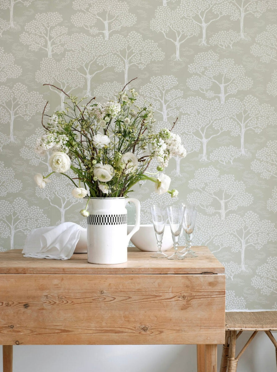 Woodland Notes Sage Green - 1568U – ScandinavianWallpaper